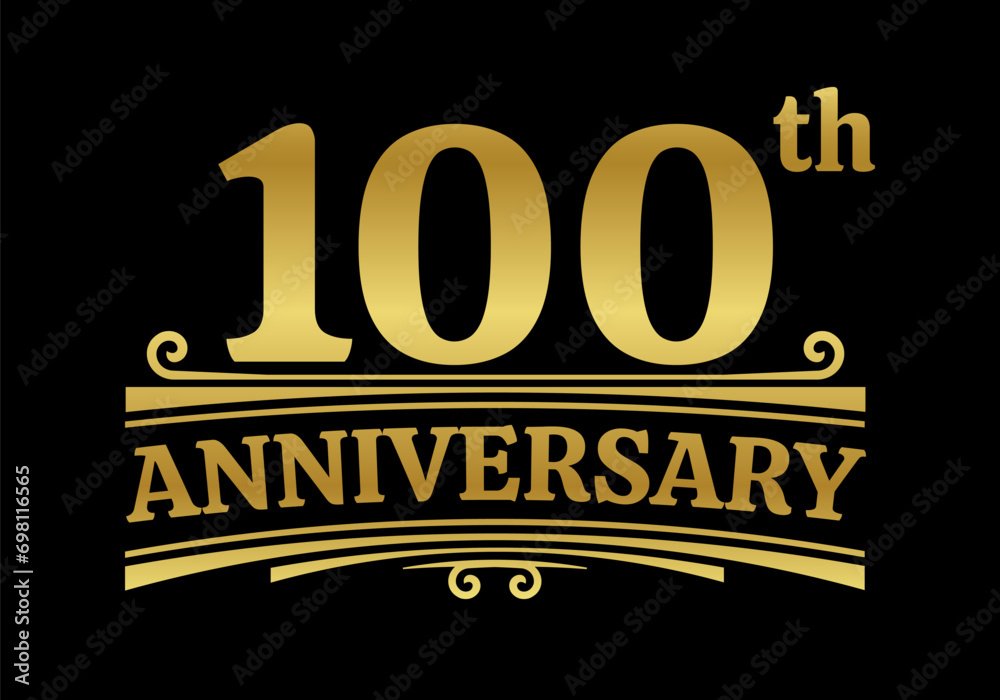 100 years anniversary logo, icon or badge. 100th birthday, jubilee ...