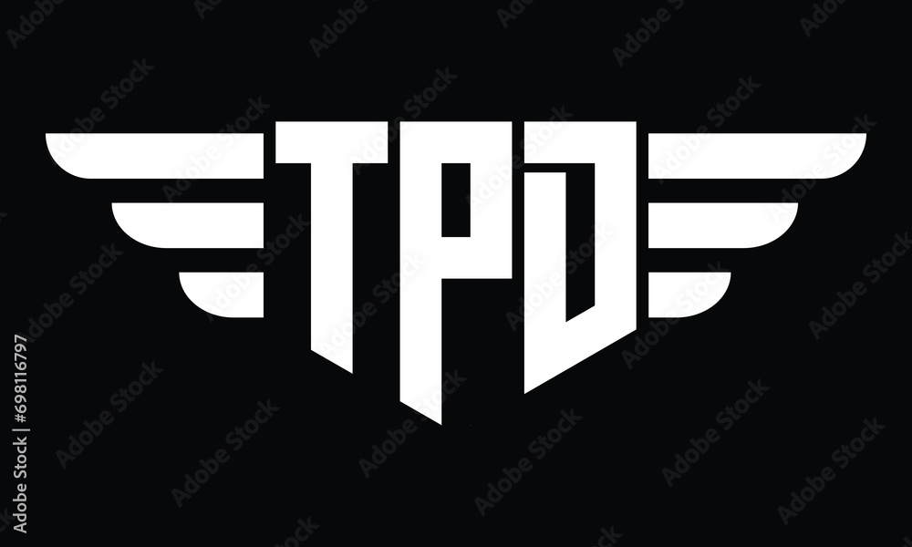 TPD three letter logo, creative wings shape logo design vector template ...