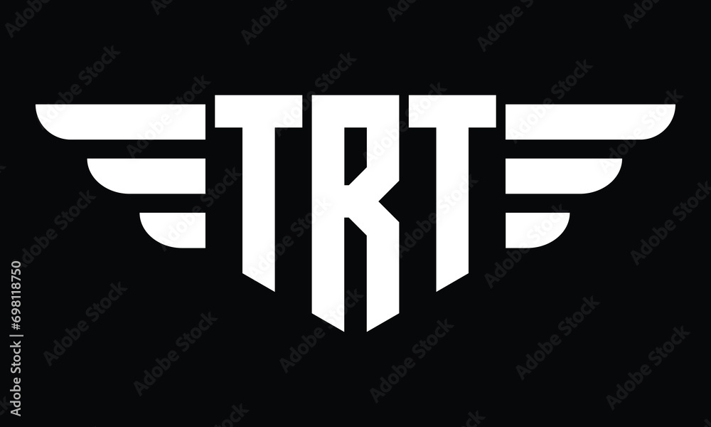 TRT three letter logo, creative wings shape logo design vector template ...