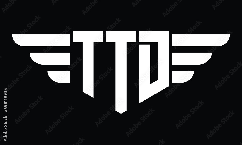 TTD three letter logo, creative wings shape logo design vector template ...