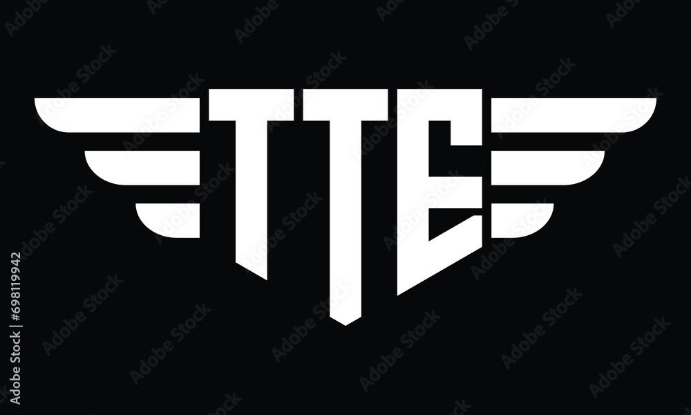 TTE three letter logo, creative wings shape logo design vector template ...