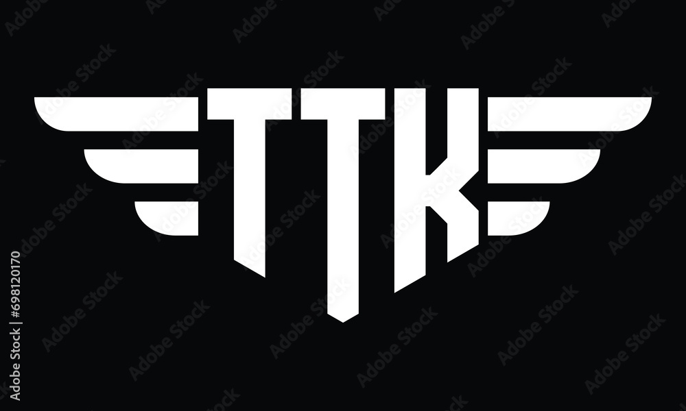 TTK three letter logo, creative wings shape logo design vector template ...