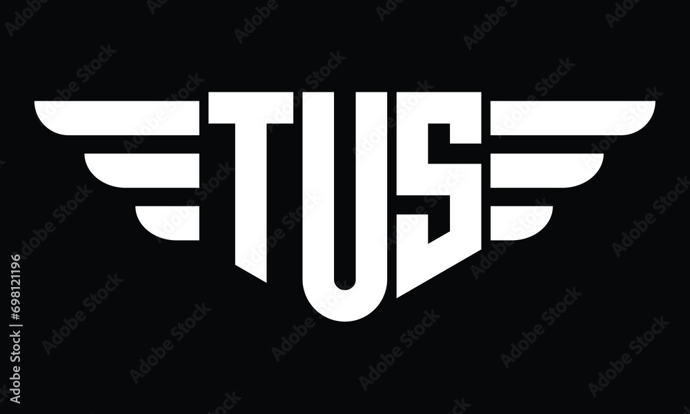 Vecteur Stock TUS three letter logo, creative wings shape logo design ...