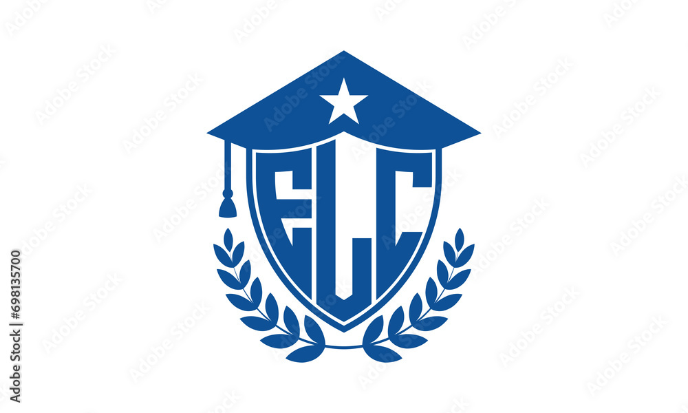 ELC three letter iconic academic logo design vector template. monogram ...