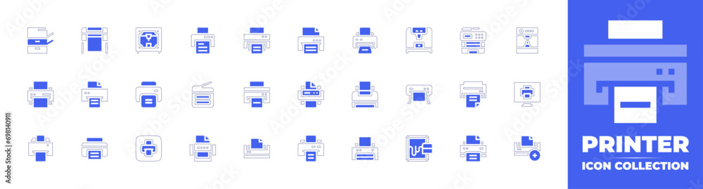 Printer icon collection. Duotone color. Vector and transparent ...