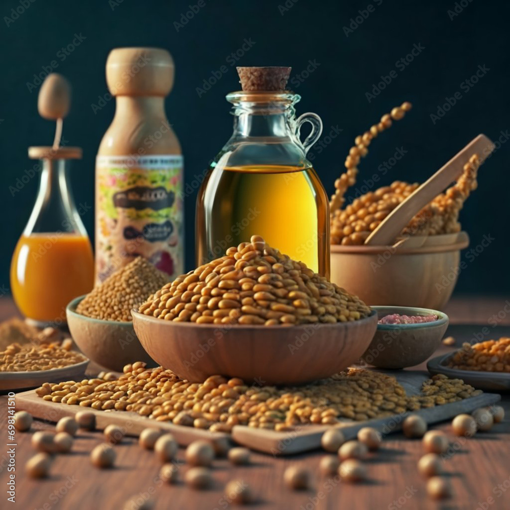 Soybean oil soybean food and beverage products food nutrition concept ...