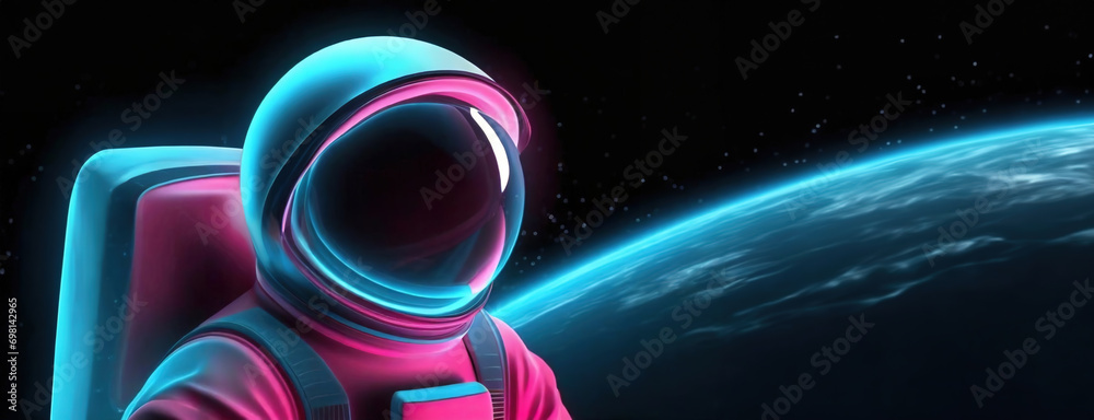Astronaut adrift in the vibrant cosmos Astronaut floating in space with ...