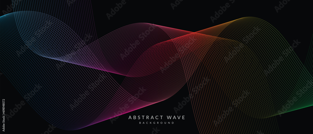 abstract futuristic flowing gradient curve line on dart background. Stock Vector | Adobe Stock