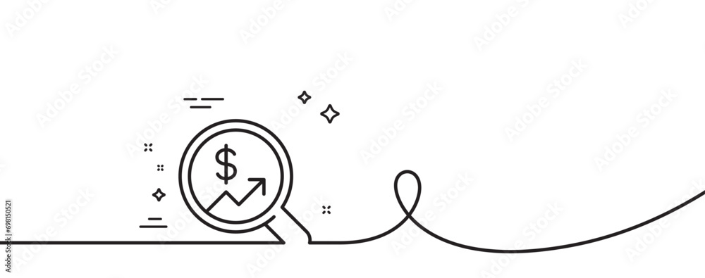 Business Audit or Statistics line icon. Continuous one line with curl. Analytics with charts ...