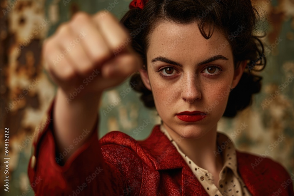 Strong powerful feminist woman. We can do it! Woman's fist as symbol of ...
