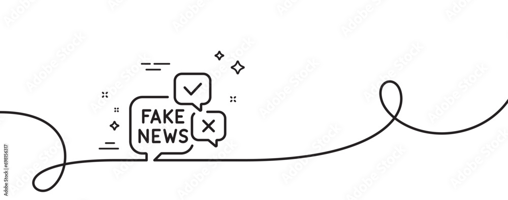 Fake news line icon. Continuous one line with curl. Propaganda ...