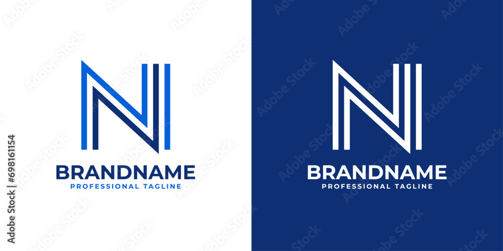 Letter NI Line Monogram Logo, suitable for business with NI or IN ...