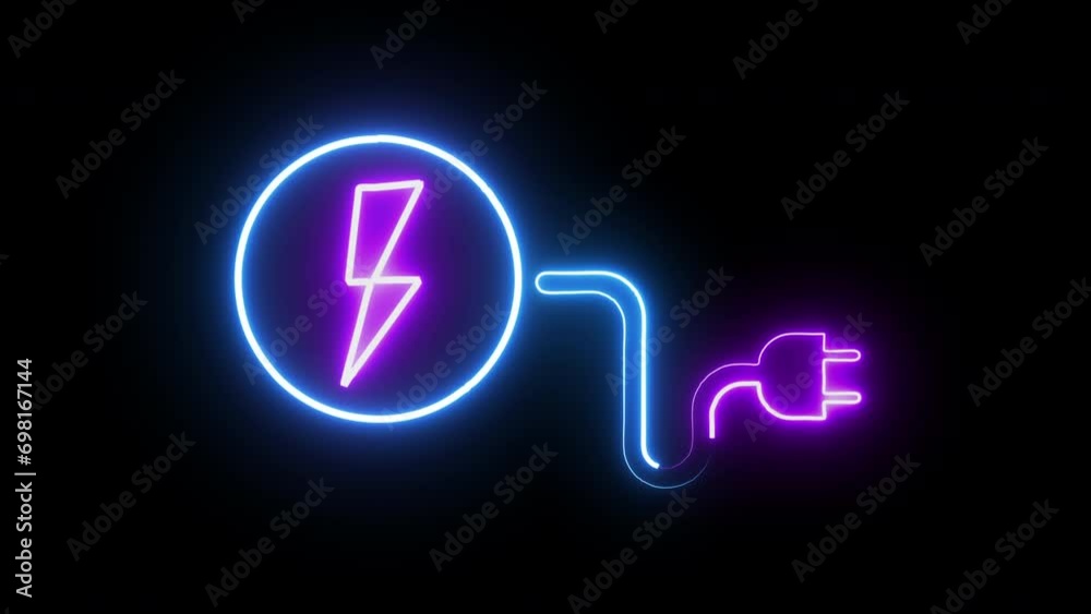 Glowing Neon Light Electric Vehicle Charger Icon Design Modern smart ...