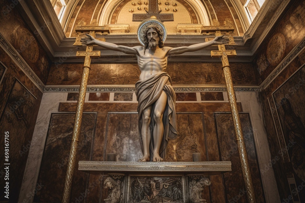 Mosaic of Jesus on the cross in Rome's Chiesa di Santa Maria Addolorata ...