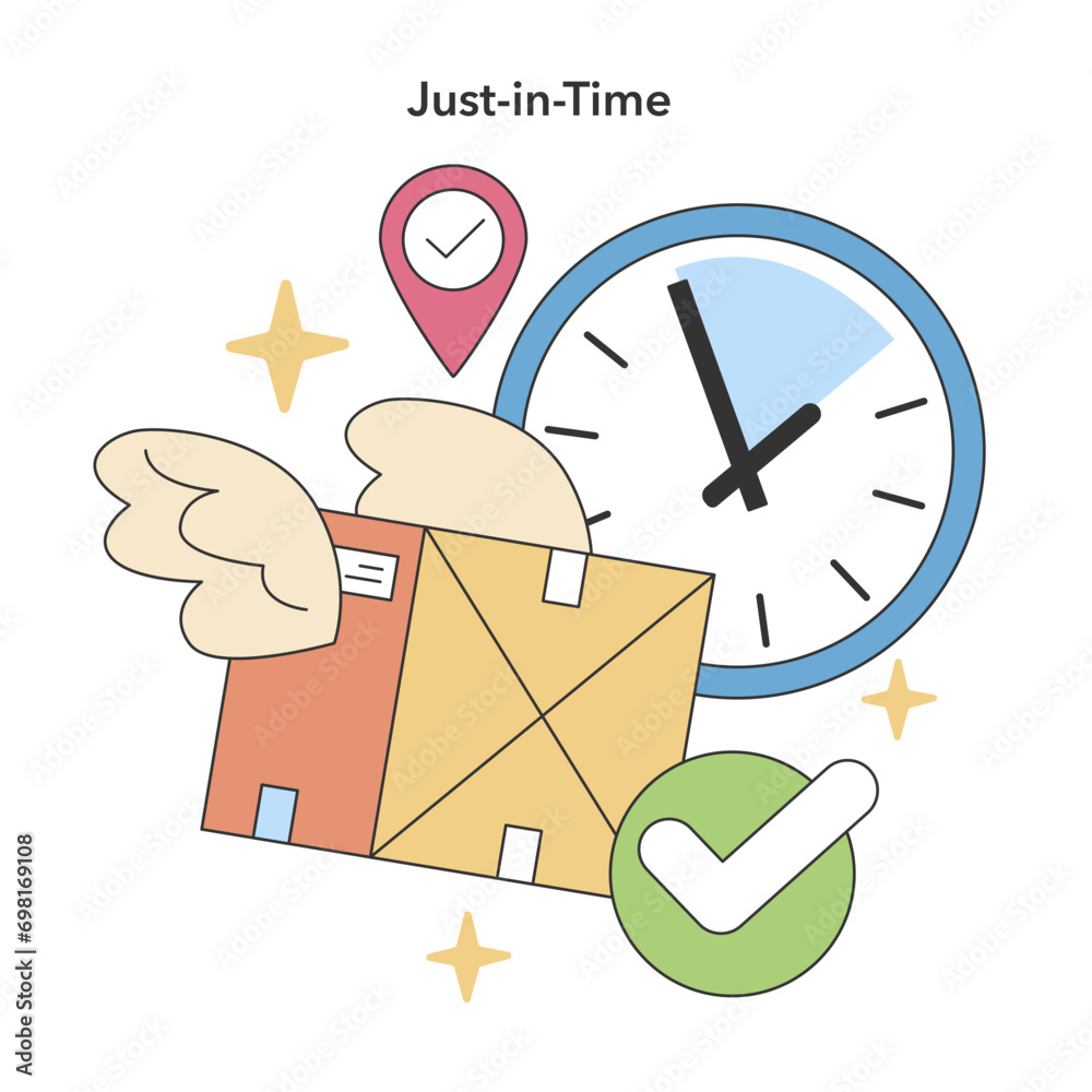 Just-in-Time concept. Precise clock symbolizing swift logistics and ...