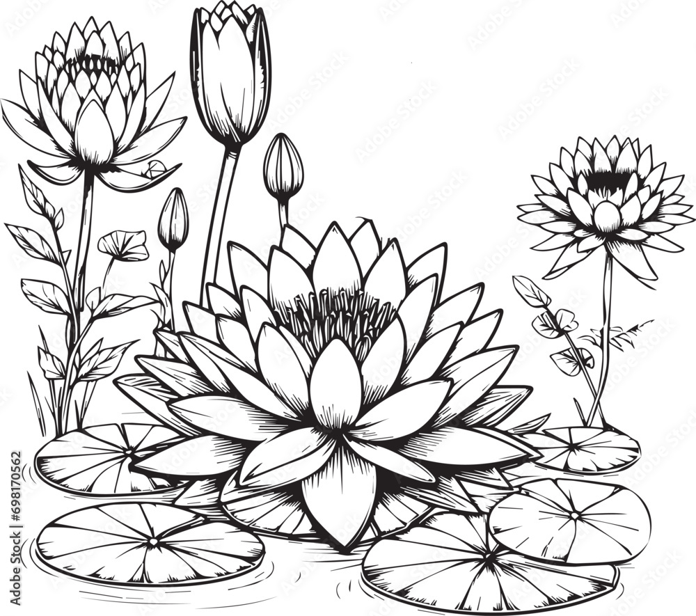 lily pad water lily drawing, simple lily pad drawing, simple easy water ...