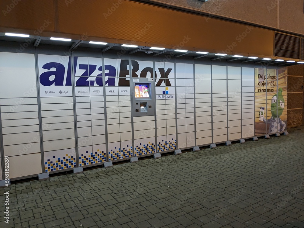 Prague,Czech republic-December 18 2023:Alza Box-ALzaBox-parcel box ...