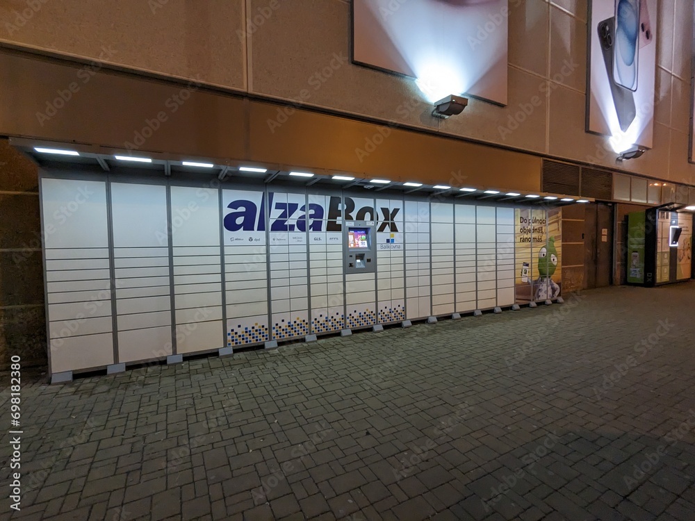 Prague,Czech republic-December 18 2023:Alza Box-ALzaBox-parcel box ...