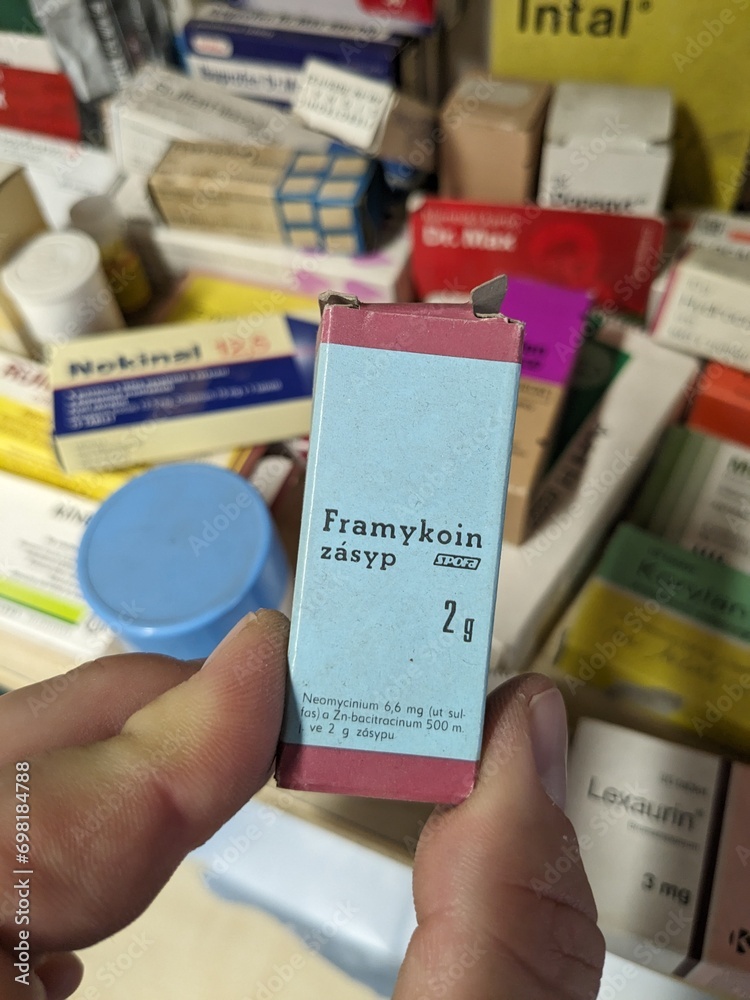 Prague, Czech Republic - July 10 2024: FRAMYKOIN SPOFA box of ...