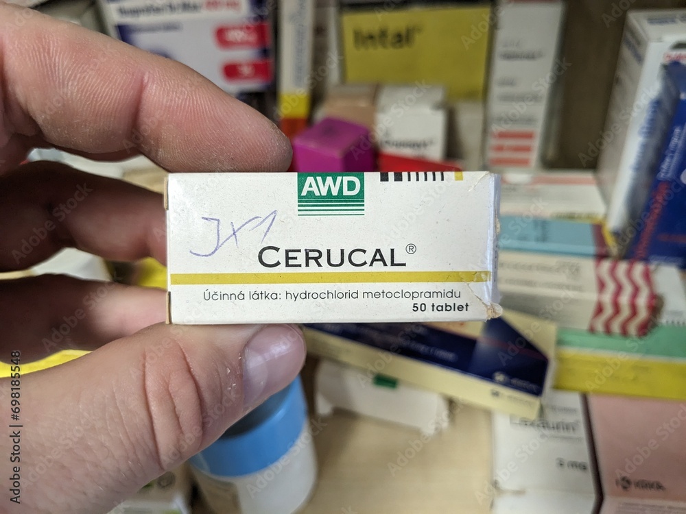 Prague,Czech republic-December 1 2023: CERUCAL medication with active ...