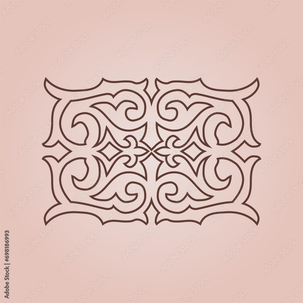 Vintage ornate linear ornaments in Kazakh traditional style. Asian ...