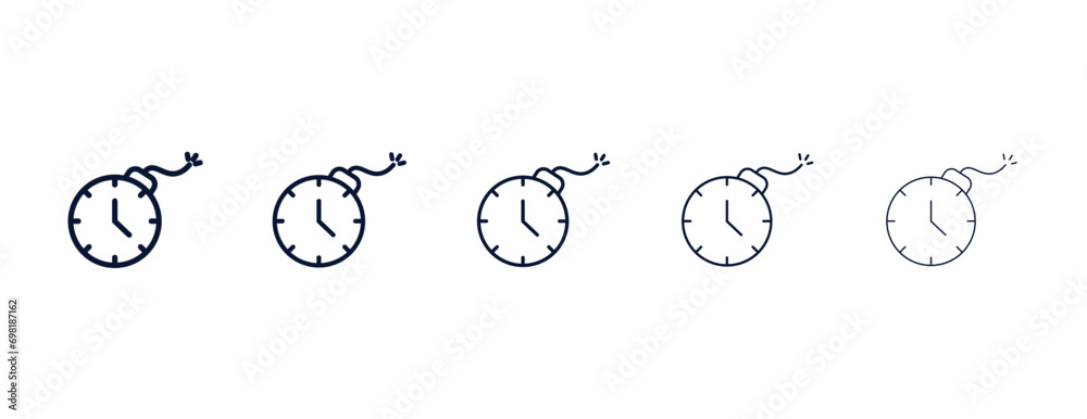 time bomb with clock outline icon. Black, bold, regular, thin, light ...