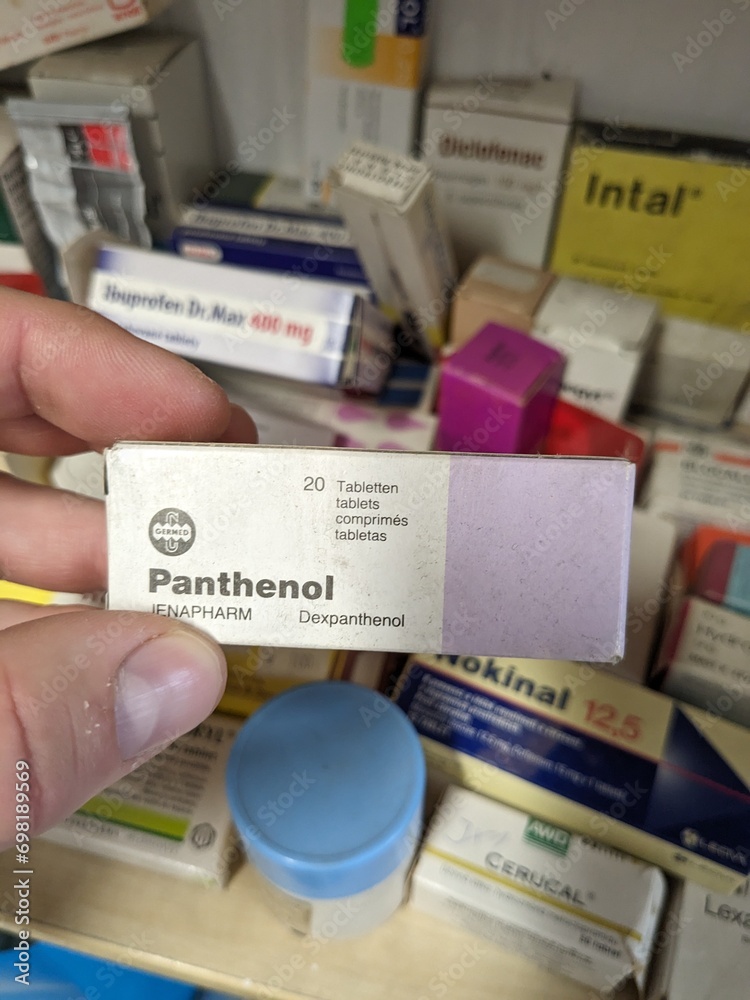 Prague,Czech republic-December 1 2023: PANTHENOL medication with active ...