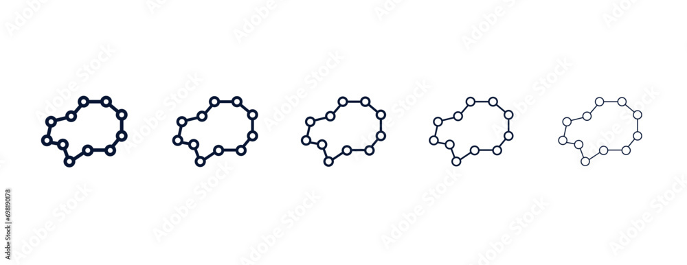 points connected chart outline icon. Black, bold, regular, thin, light ...