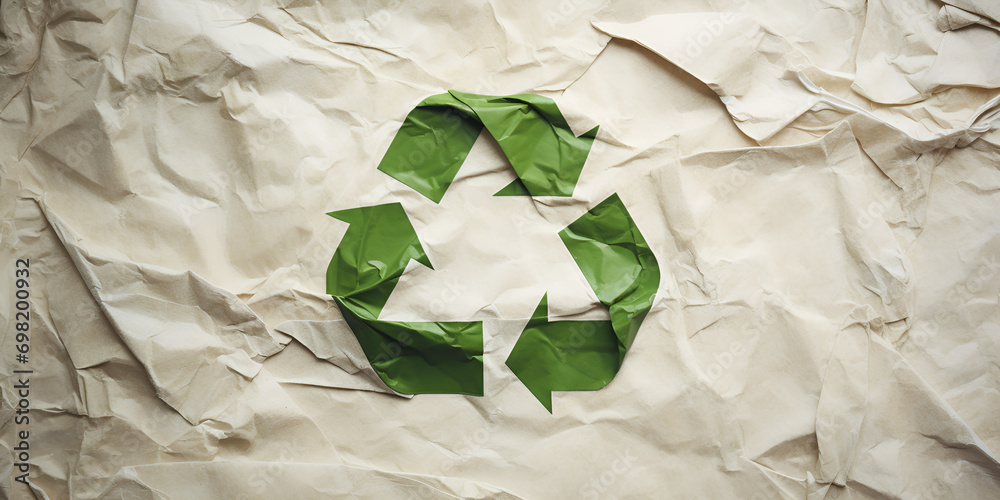 Recycled brown creased paper background from a paper packing with green ...