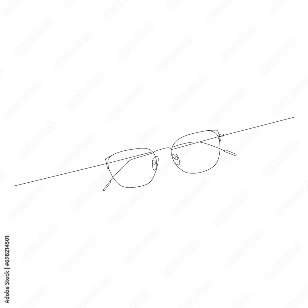 Glasses single continuous line art drawing vector. One line Glasses ...