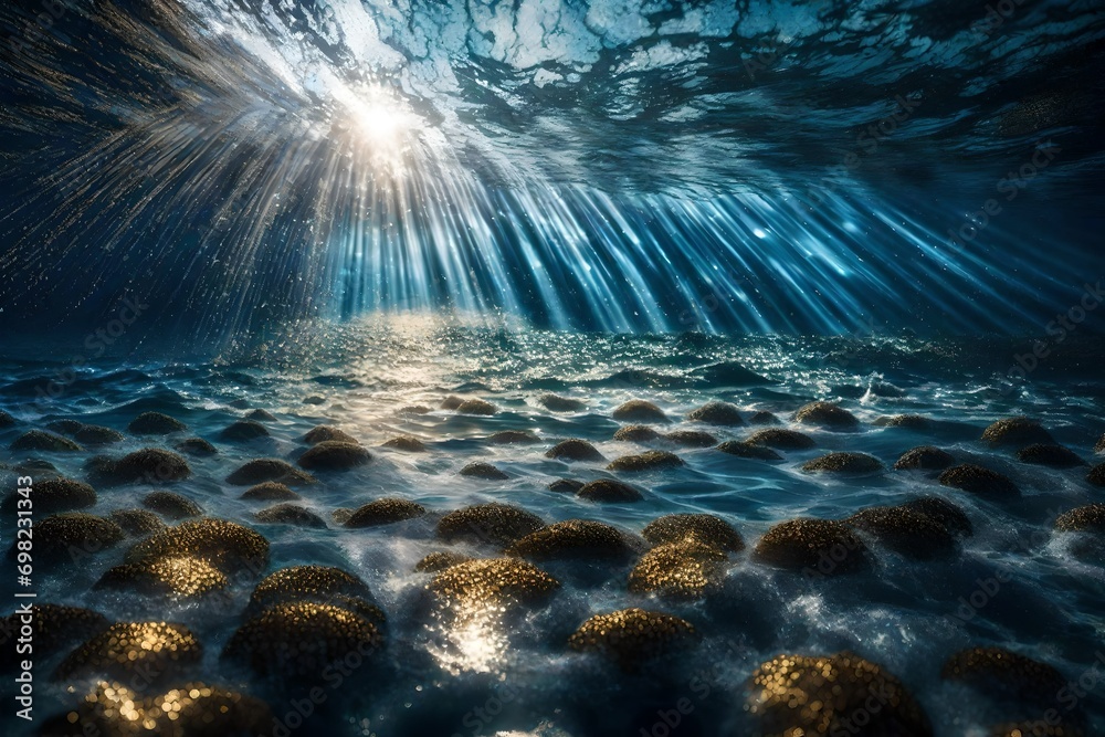 Foto Stock A mesmerizing portrayal of 'Sparkles in the Sea,' where the ...