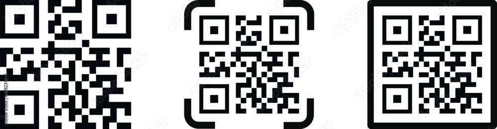 Scan QR code icon in flat. Digital scanning code. isolated on transparent background QR code ...