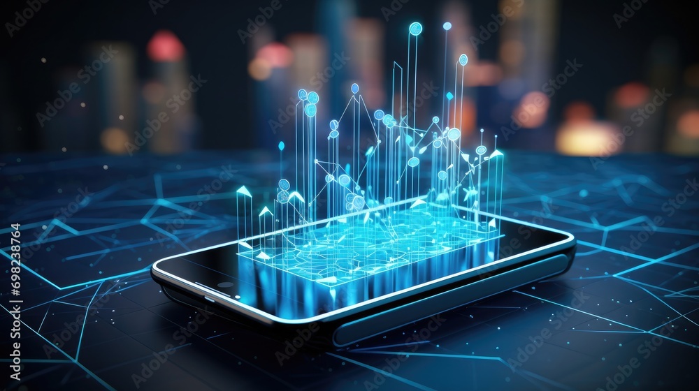 3d polygon model of a mobile phone, Futuristic Mobile Technology ...