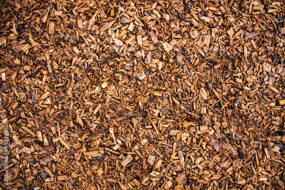 texture of wooden sawdust of large fraction, bunch of wood chip ...