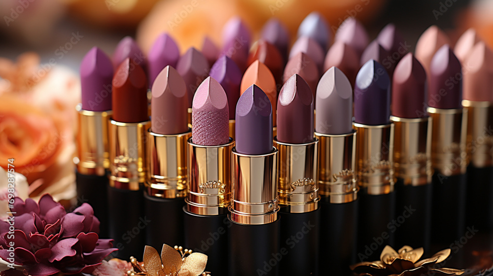 Cosmetic Elegance: Professional Collection of Lipsticks and Makeups ...