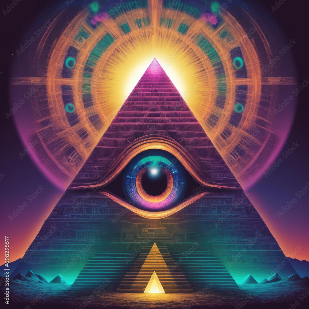 Psychedelic Mystic Pyramids - Ultra HD vector image of glowing pyramids ...