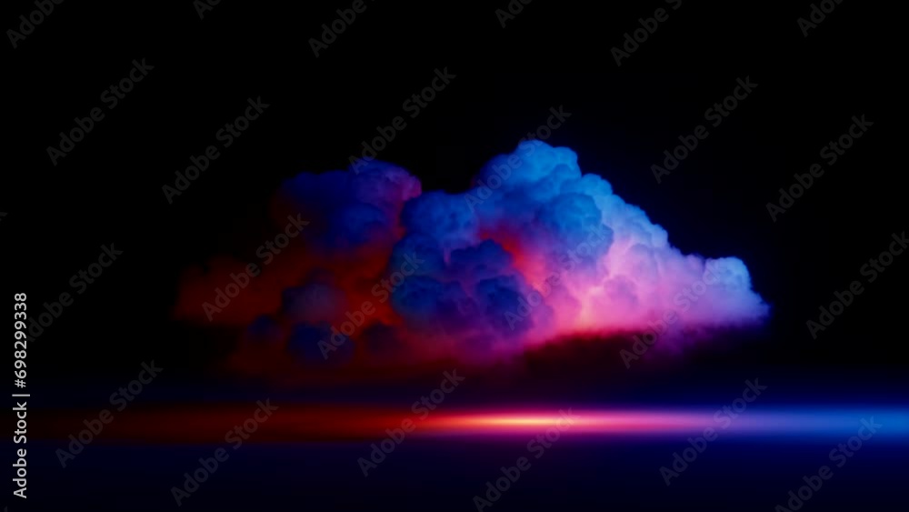 looping 3d animation. Lightning flashes inside a storm cloud. Abstract ...