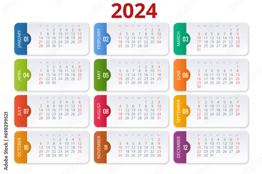 Calendar Planner for 2024. Calendar template for 2024. Corporate and ...