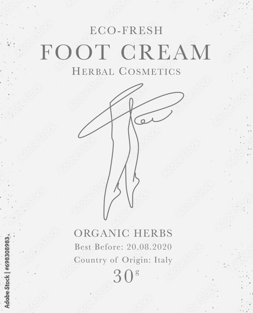 Customizable label of Foot Cream, Eco-fresh herbal woman cosmetics with ...