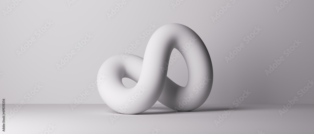 3d render. Abstract background, simple twisted infinity loop inside the ...