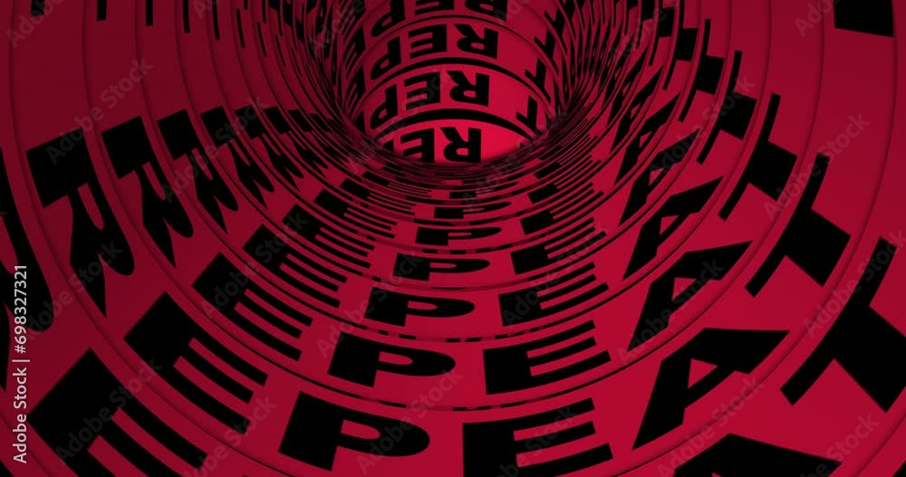 Black Text repeat animated on red background. Word repeat loop 4K ...