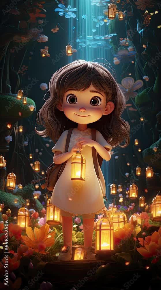 Magical Music Box Lullaby. Anime Dream Illustration. Seamless Animation ...