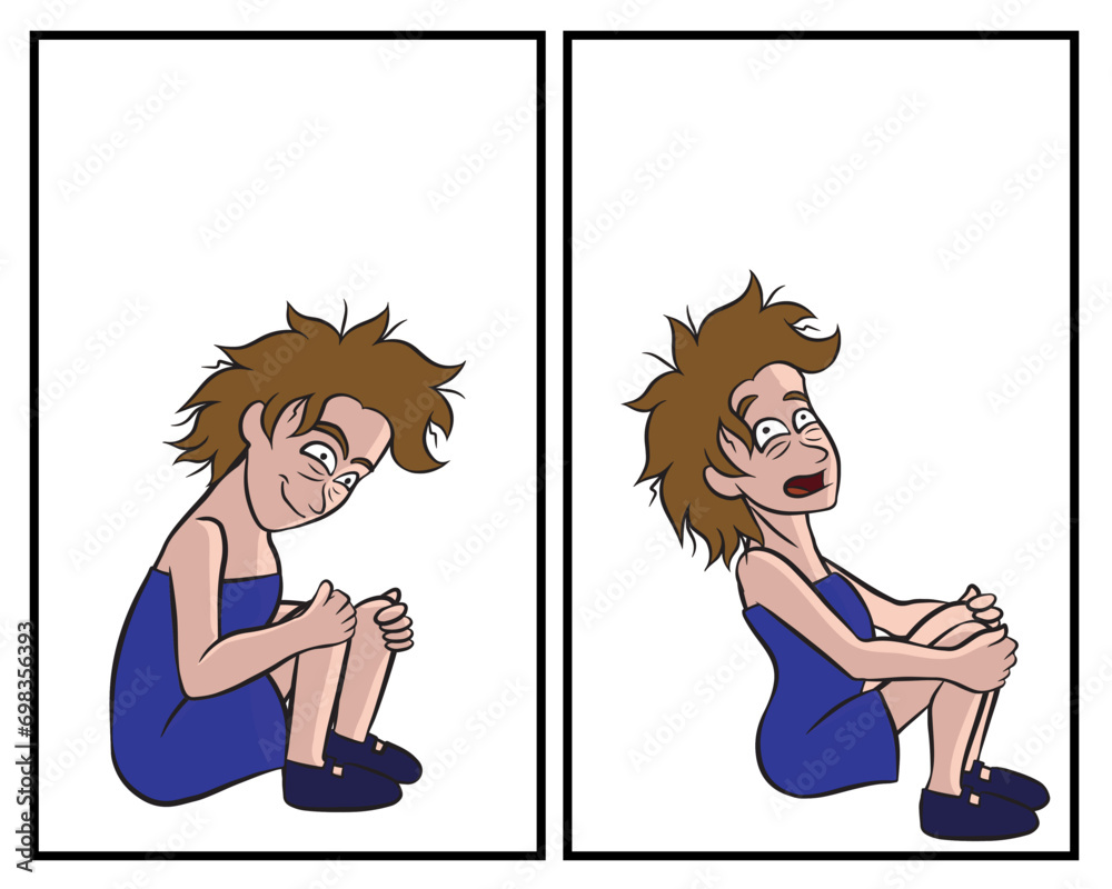 Female character sitting in the fetal position that suggests feelings ...