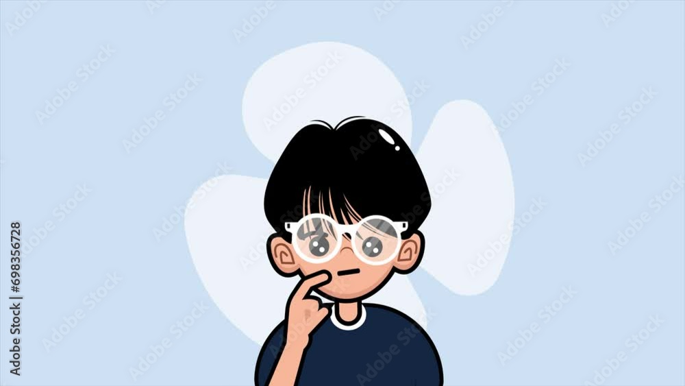 Boy thinking and looking for answer, Concept of a great idea ...