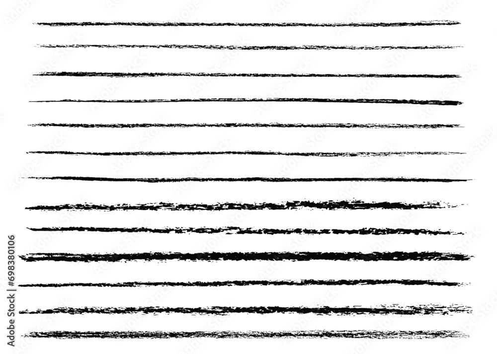 Hand painted ink brush collection. Charcoal pencil straight horizontal ...