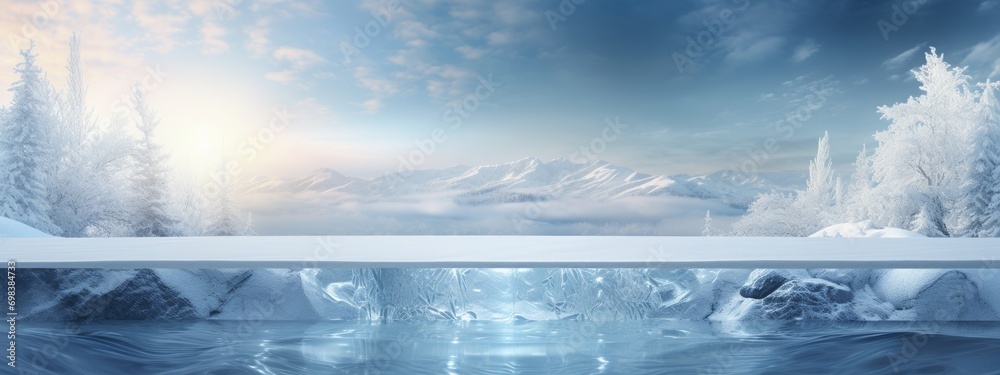 Ice background podium cold winter snow product platform floor frozen ...