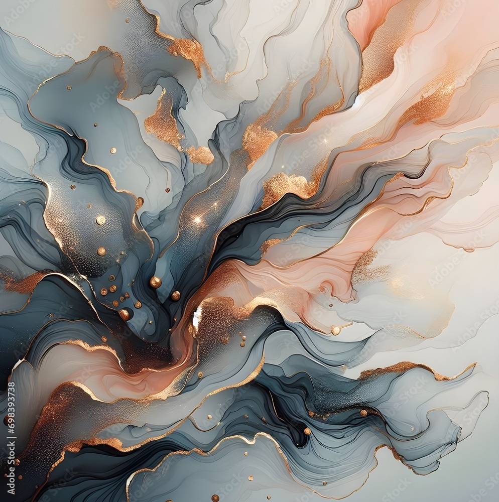 Natural luxury abstract fluid art illustration with liquid ink ...