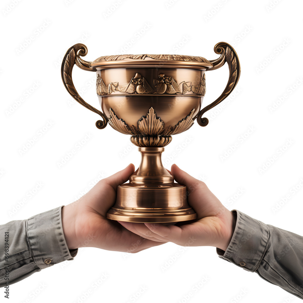 Hand holding trophy cup, isolated on transparent background, PNG, 300 ...