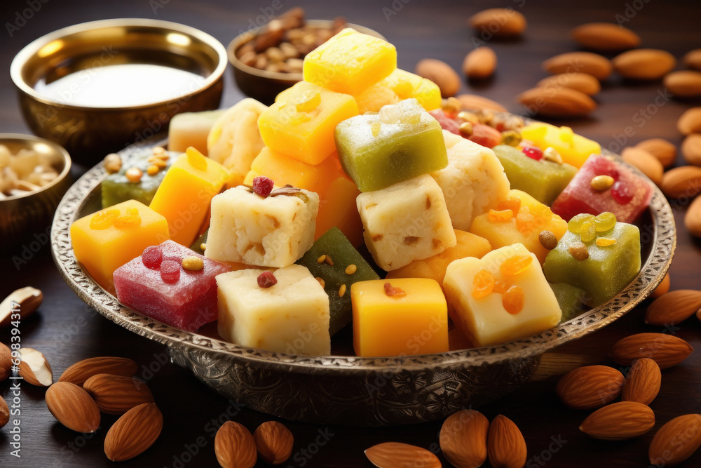 Various flavor indian sweets in plate Stock Photo | Adobe Stock