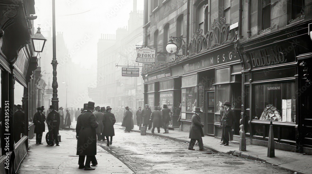 Old black and white street photographs from the Victorian era ...